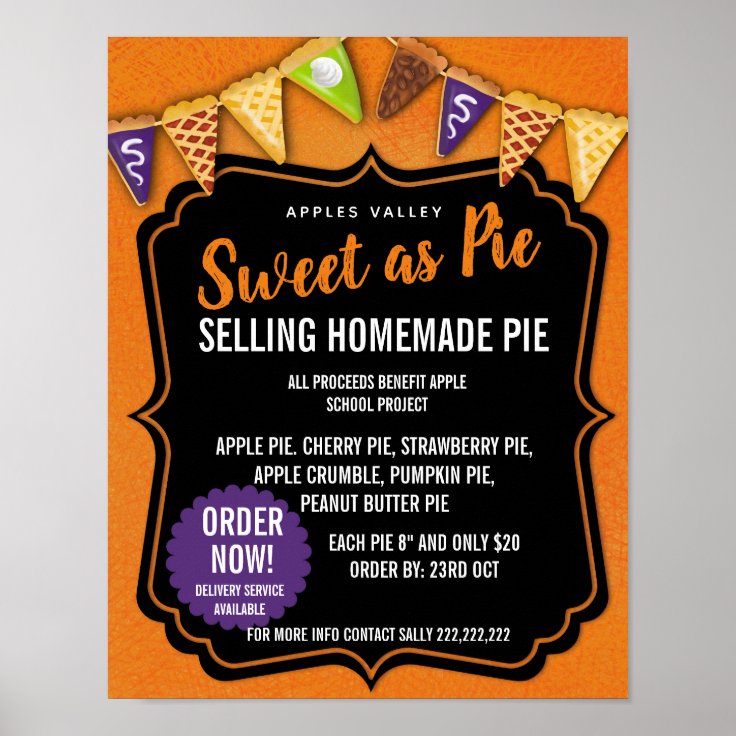 PIE SALE pie theme event FLYER Poster | Zazzle
