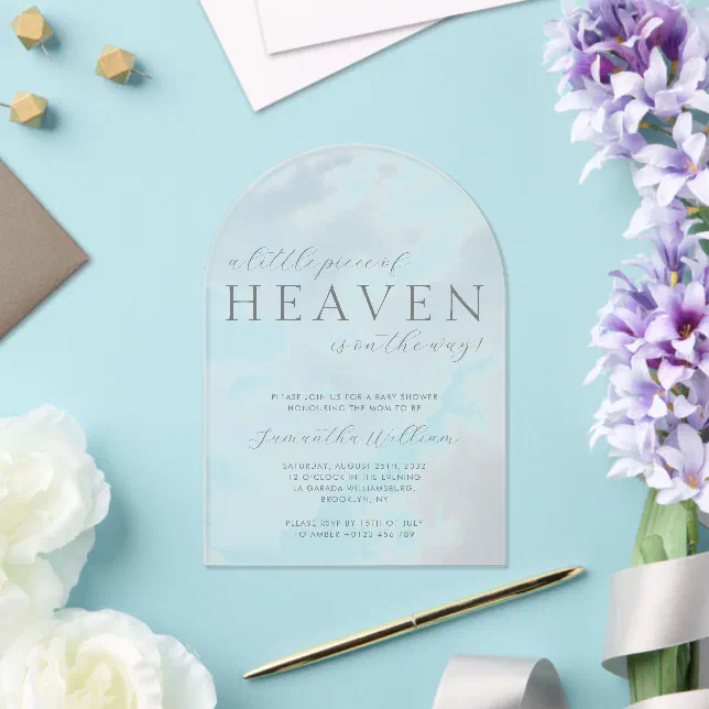 Piece Of Heaven Baby Shower Acrylic Invitation | Zazzle