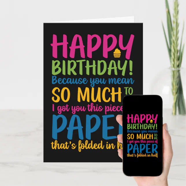 Piece of Paper Folded In Half Funny Birthday Card | Zazzle