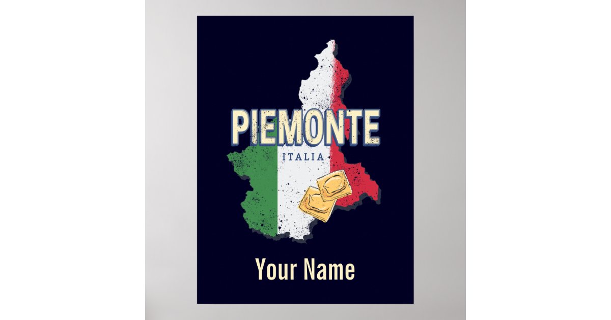 Piedmont Italy Retro Region Map Vintage Pasta Poster | Zazzle