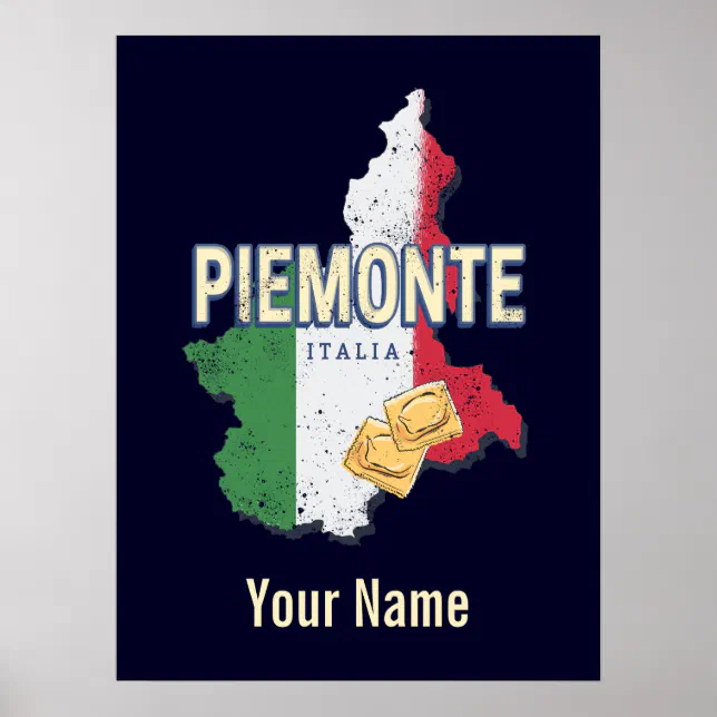 Piedmont Italy Retro Region Map Vintage Pasta Poster | Zazzle