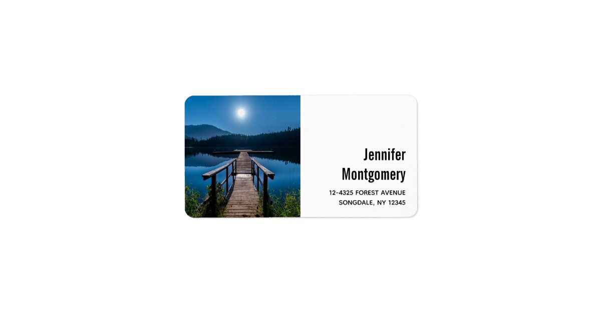 Pier at Night under a Full Moon Label | Zazzle