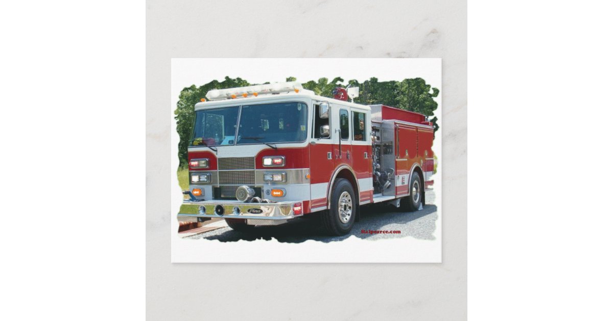 Pierce fire truck postcard | Zazzle