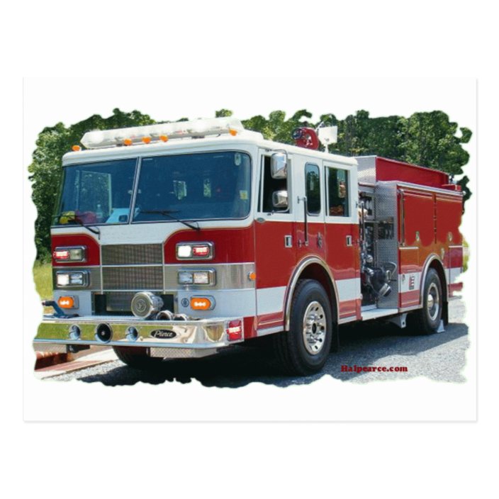 Pierce fire truck postcard | Zazzle.com