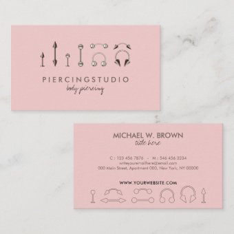 Piercing Body Jewelry Sterling Silver Pink Business Card | Zazzle