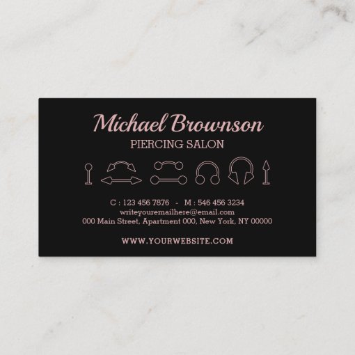 Piercing Studio Rose Gold Business Card | Zazzle