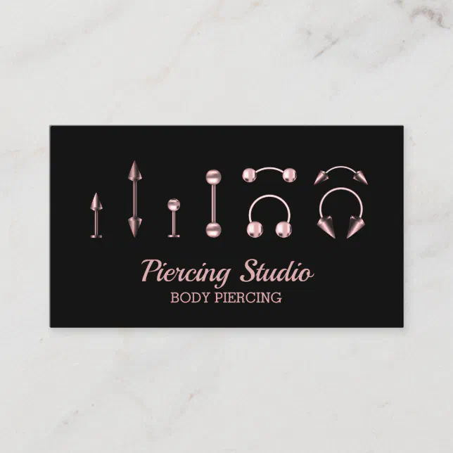 Piercing Studio Rose Gold Business Card | Zazzle