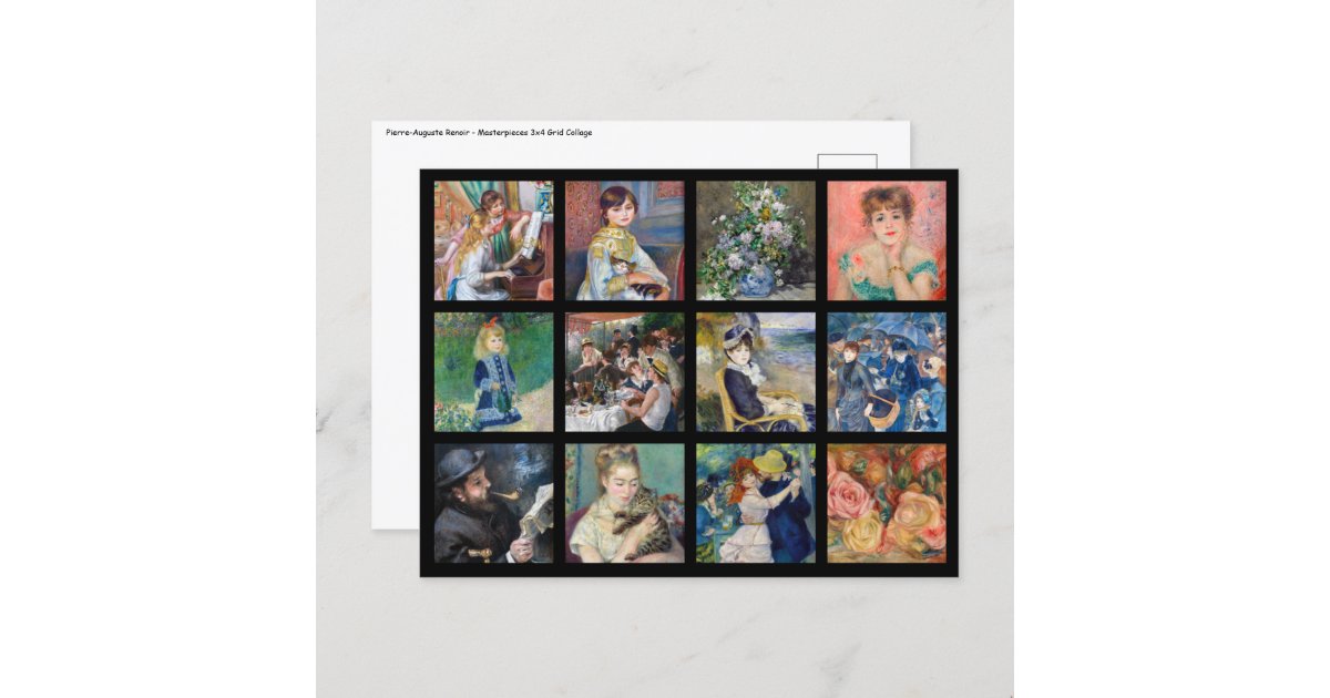 Pierre-Auguste Renoir - Masterpieces Grid Collage Postcard | Zazzle