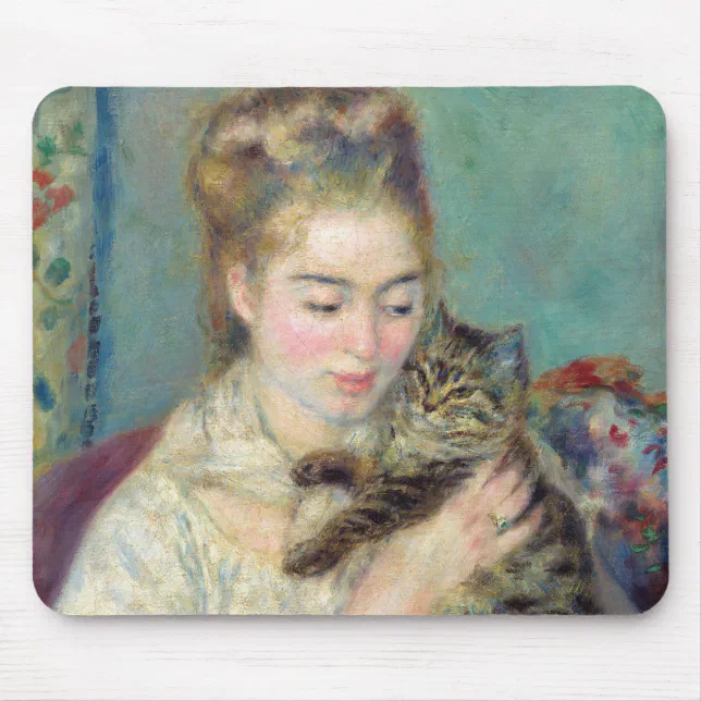 Pierre Auguste Renoir - Woman with a Cat Mouse Pad | Zazzle