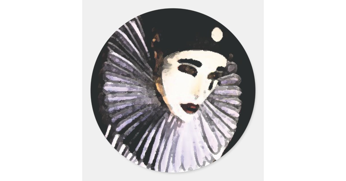 Pierrot Classic Round Sticker | Zazzle