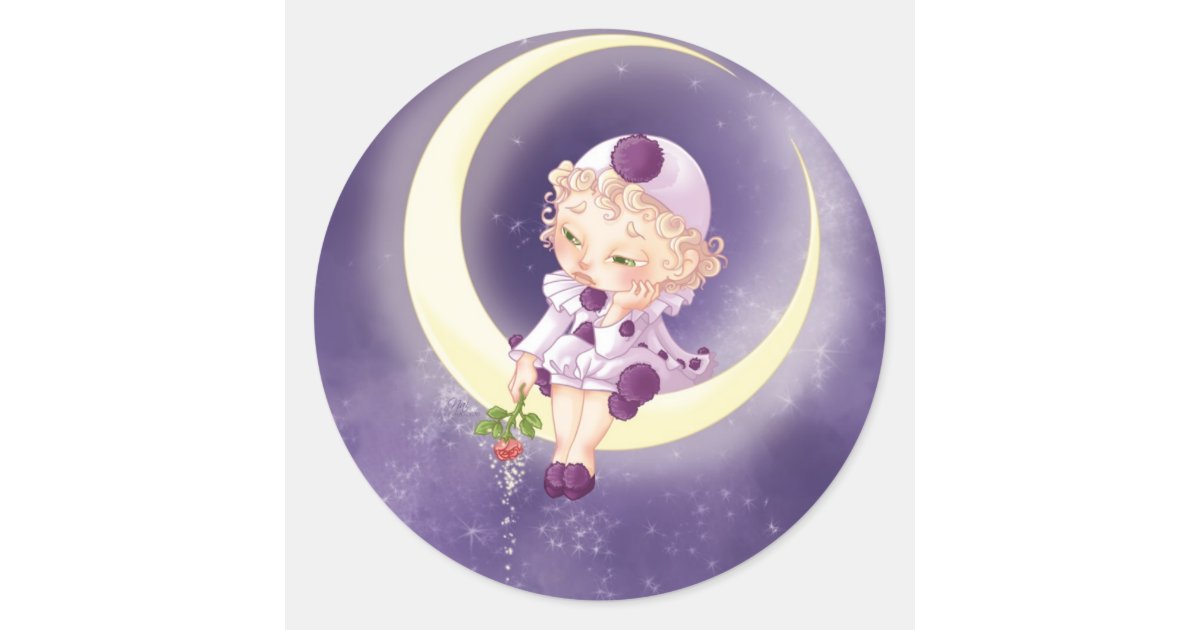 Pierrot Classic Round Sticker | Zazzle