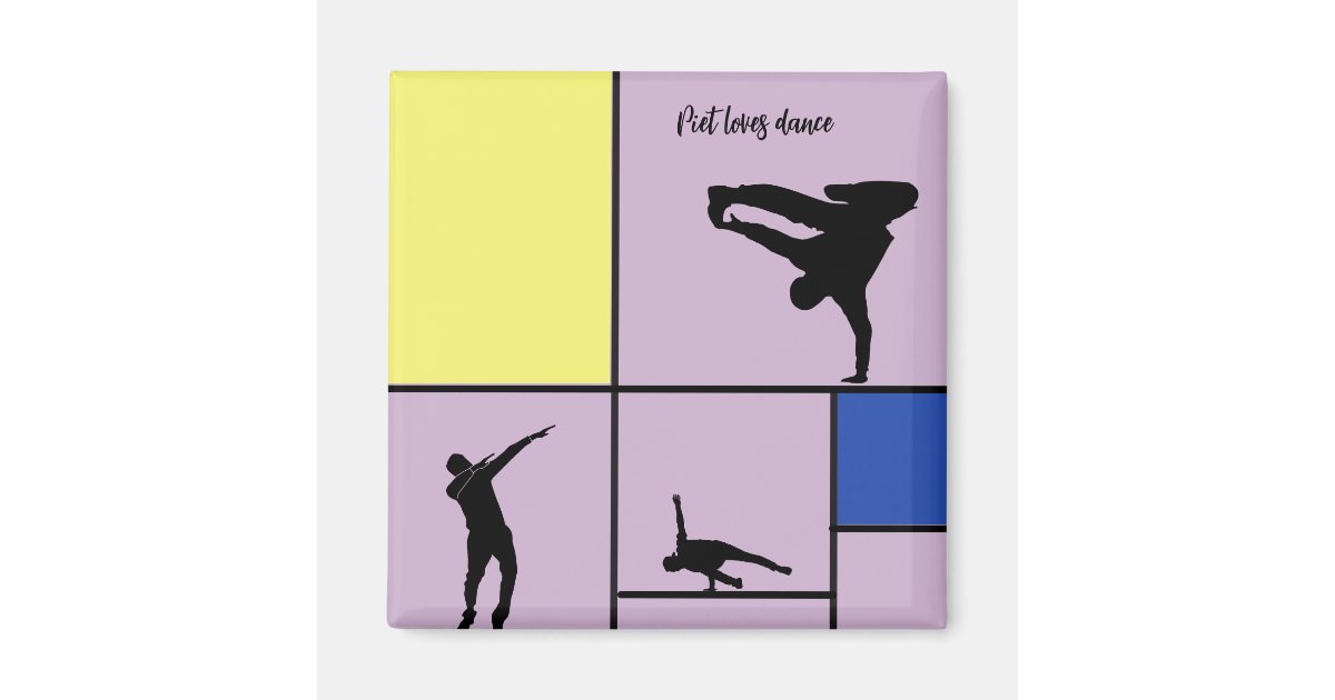 Piet Loves Dance Mondrian Street Hiphop Style Magnet | Zazzle