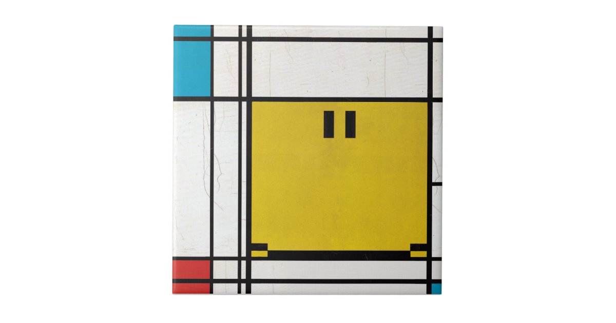 piet mondrian happy face tile | Zazzle