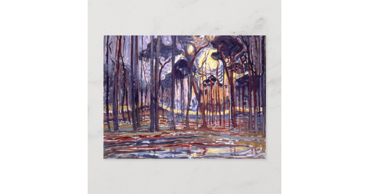 Piet Mondrian painting, Forest Postcard | Zazzle