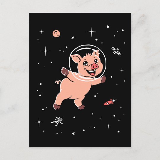 Pig Animals In Space Postcard | Zazzle.com