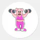 Pig at Bodybuilding with Dumbbells Classic Round Sticker | Zazzle