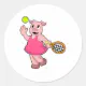 Pig at Tennis with Tennis racket Classic Round Sticker | Zazzle
