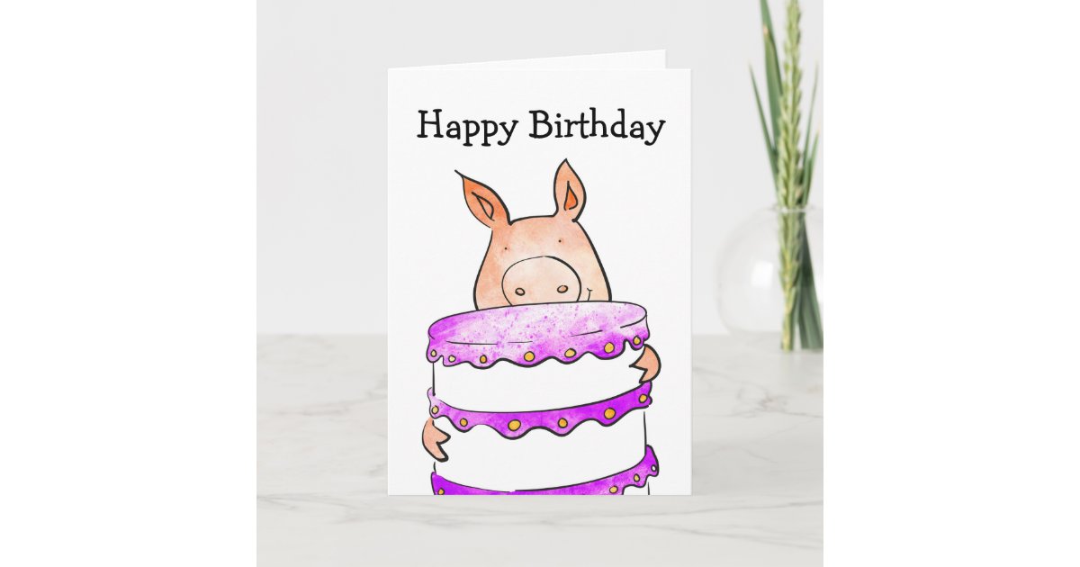Pig birthday card | Zazzle