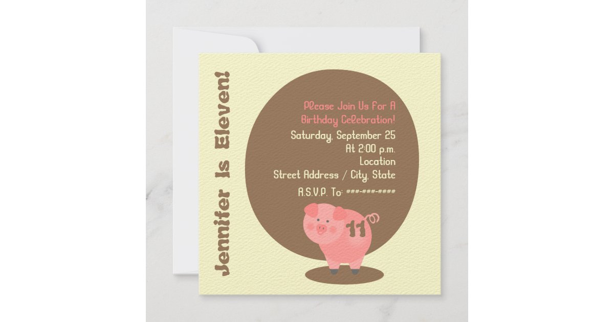 Pig Birthday Party Invitation | Zazzle