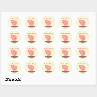 Pig Birthday Party Sticker | Zazzle