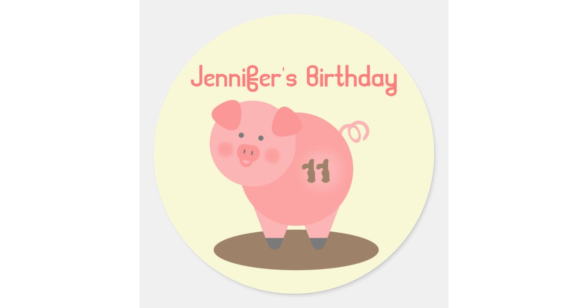 Pig Birthday Party Sticker | Zazzle
