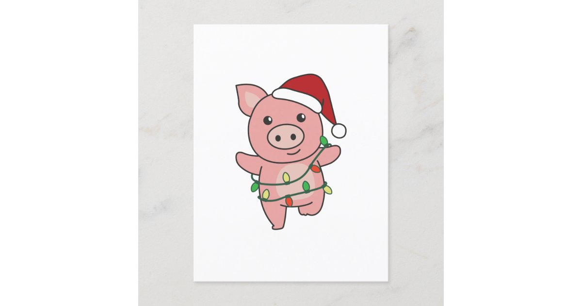 Pig Christmas Winter Animals Pigs Holiday Postcard | Zazzle