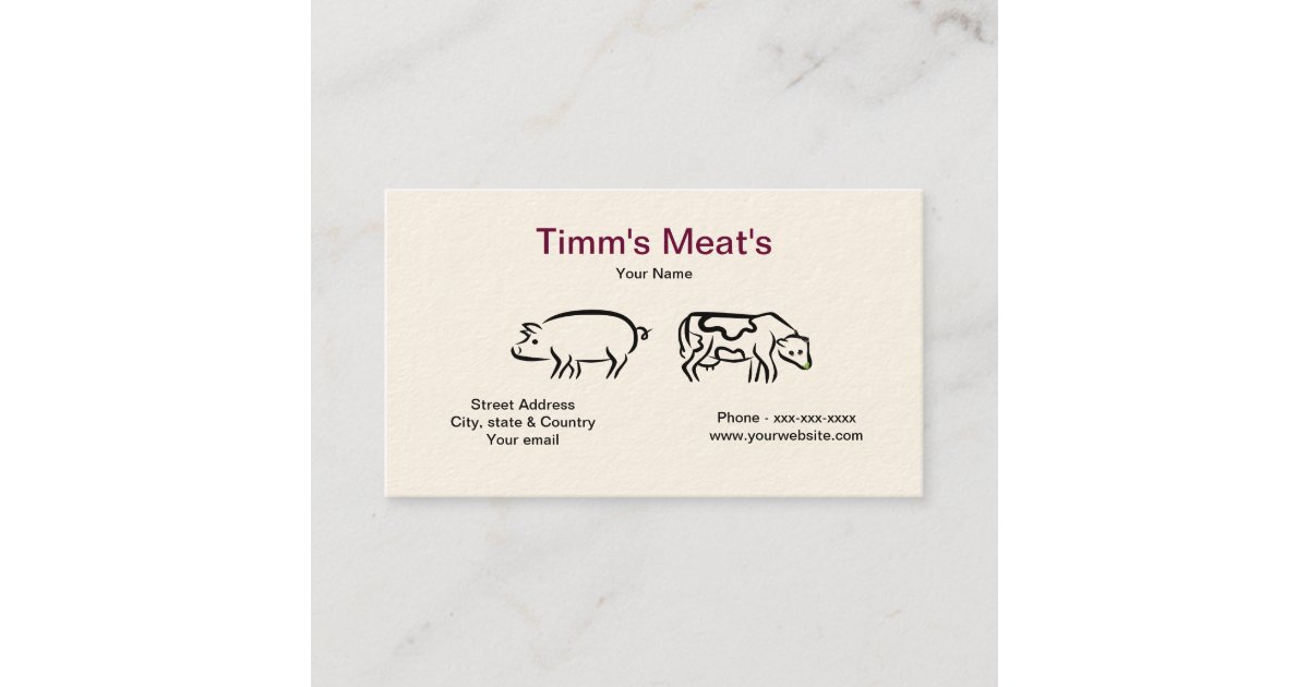 Pig & Cow Meats Business Card | Zazzle