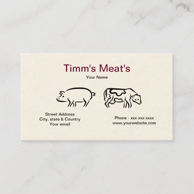 Pig & Cow Meats Business Card | Zazzle