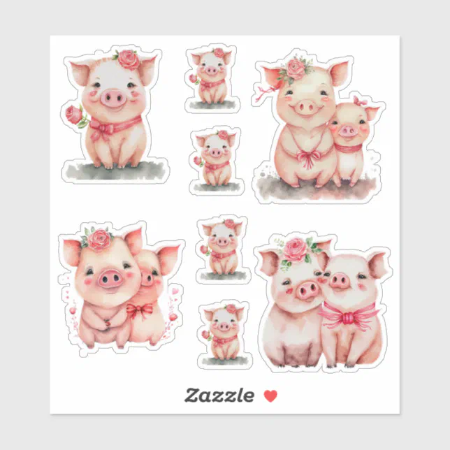 Pig Cuddles Sticker | Zazzle
