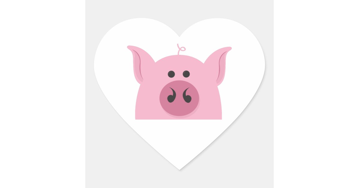 Pig Face Heart Sticker | Zazzle