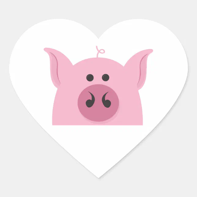 Pig Face Heart Sticker | Zazzle