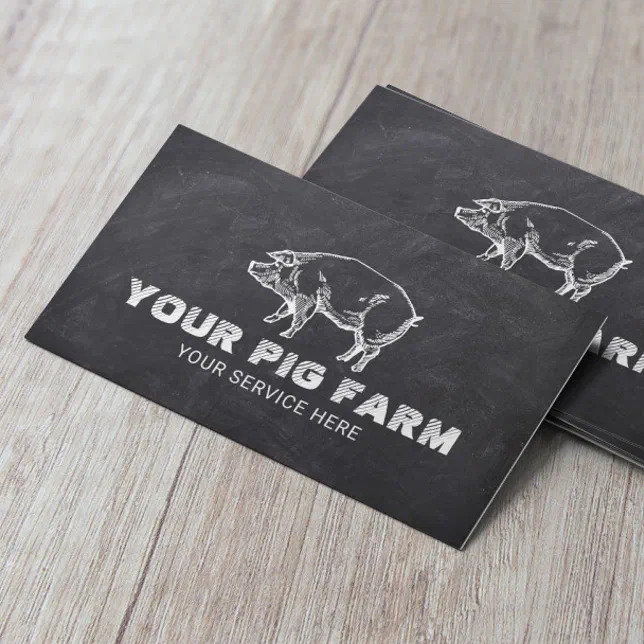 Pig Farm Livestock Pork Producer Rustic Chalkboard Business Card | Zazzle