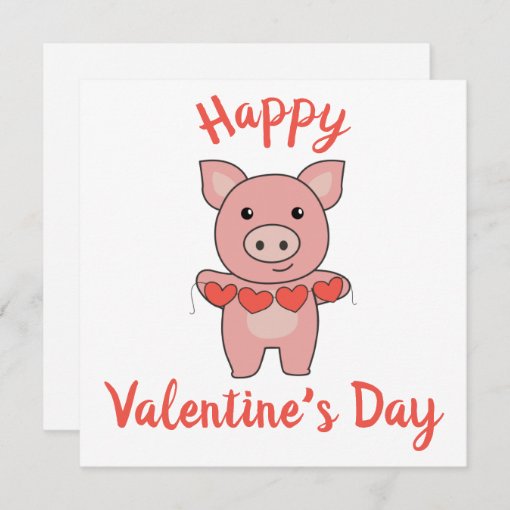 Pig For Valentine's Day Cute Animals With Hearts Holiday Card | Zazzle