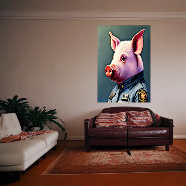 Pig in police uniform | AI Art Poster | Zazzle