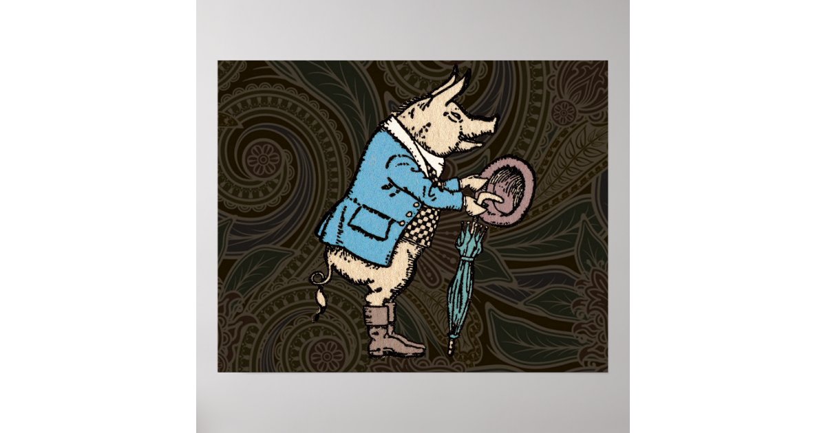 Pig Jacket Piggy Cute Formal Antique Poster | Zazzle