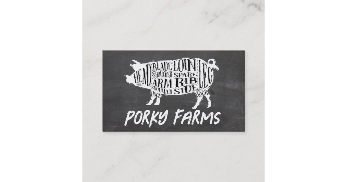 Pig Meat Cuts Diagram | Butcher Business Card | Zazzle