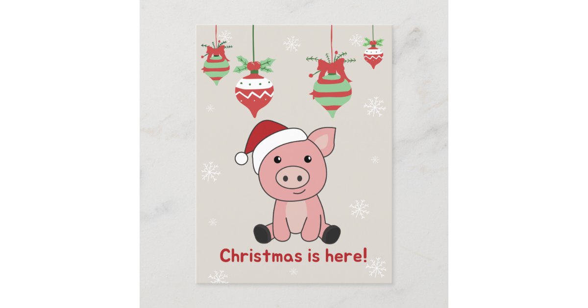 Pig Merry Christmas Animals Pigs Holiday Postcard | Zazzle
