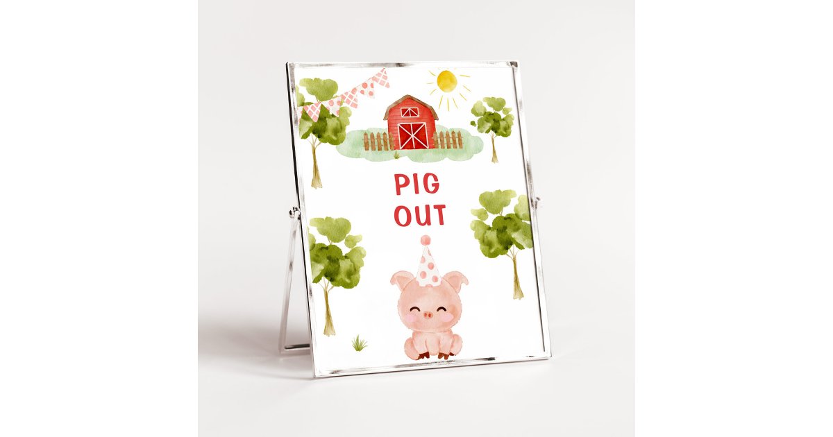 Pig out poster. Farm animals birthday Poster | Zazzle