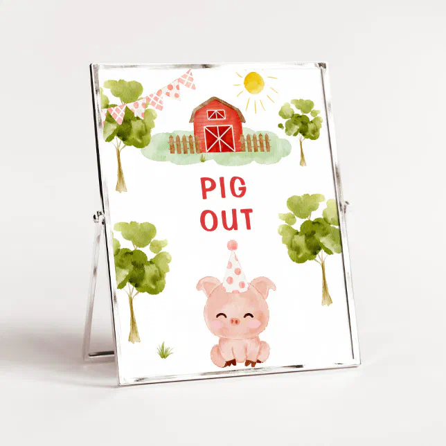 Pig out poster. Farm animals birthday Poster | Zazzle