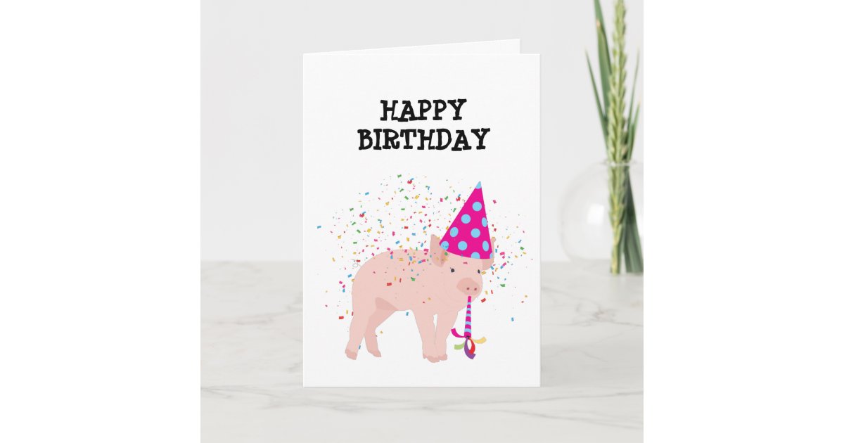 Pig Partying - Animals Having a Party Card | Zazzle