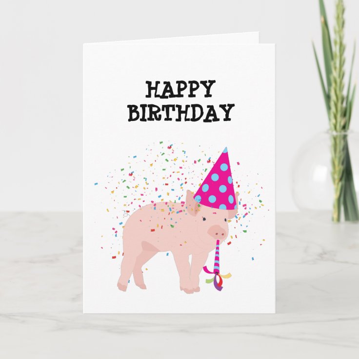 Pig Partying - Animals Having a Party Card | Zazzle