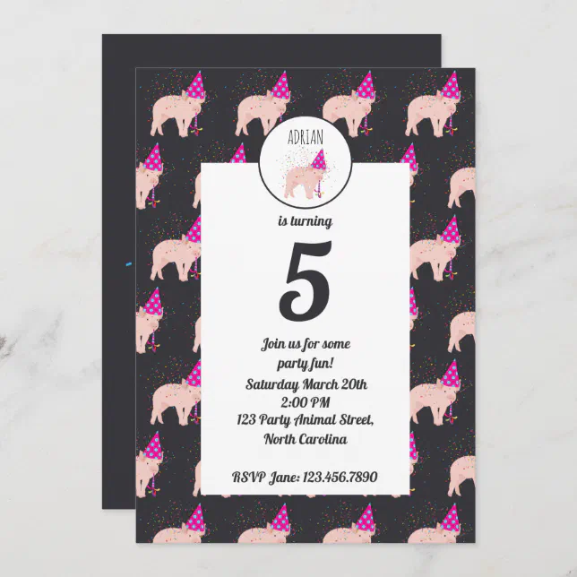 Pig Partying - Animals Having a Party Invitation | Zazzle