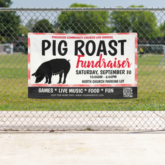 Pig Roast BBQ Grill Out Fundraiser Banner | Zazzle