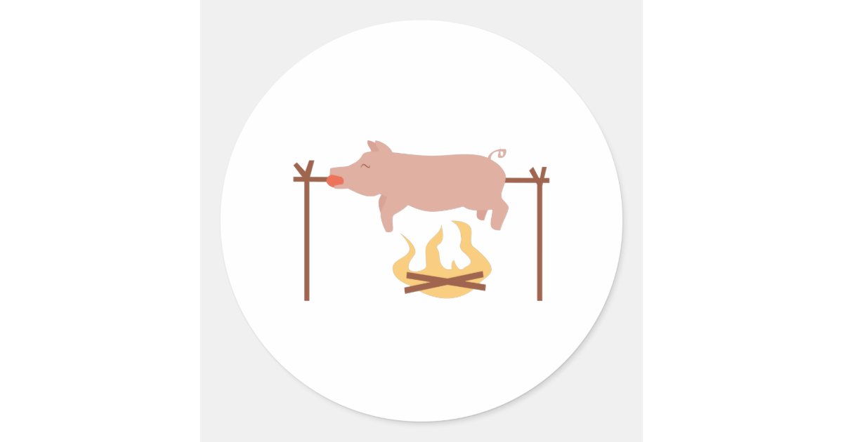 Pig Roast Classic Round Sticker | Zazzle