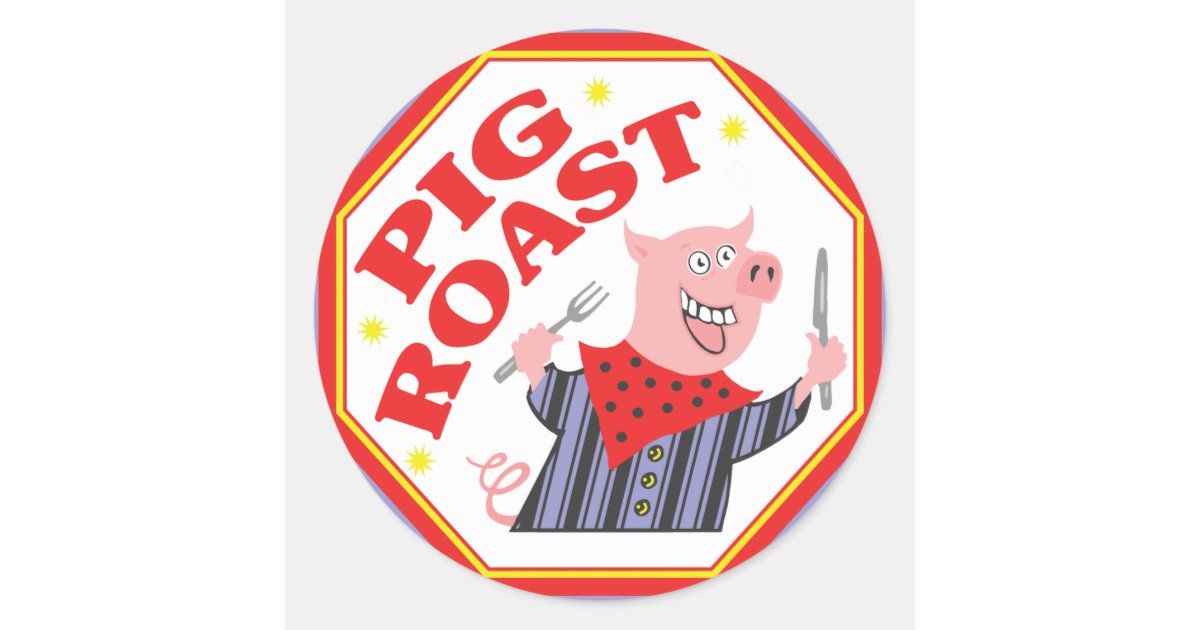 Pig Roast Classic Round Sticker | Zazzle