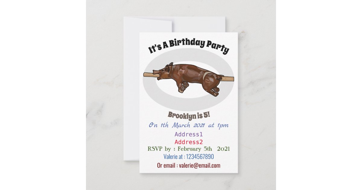 Pig roast / hog roast cartoon illustration invitation | Zazzle