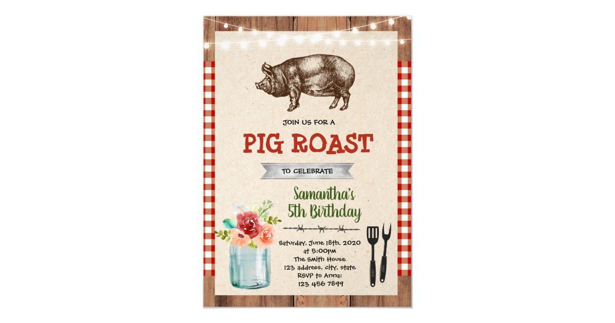 Pig roast party theme invitation | Zazzle.com