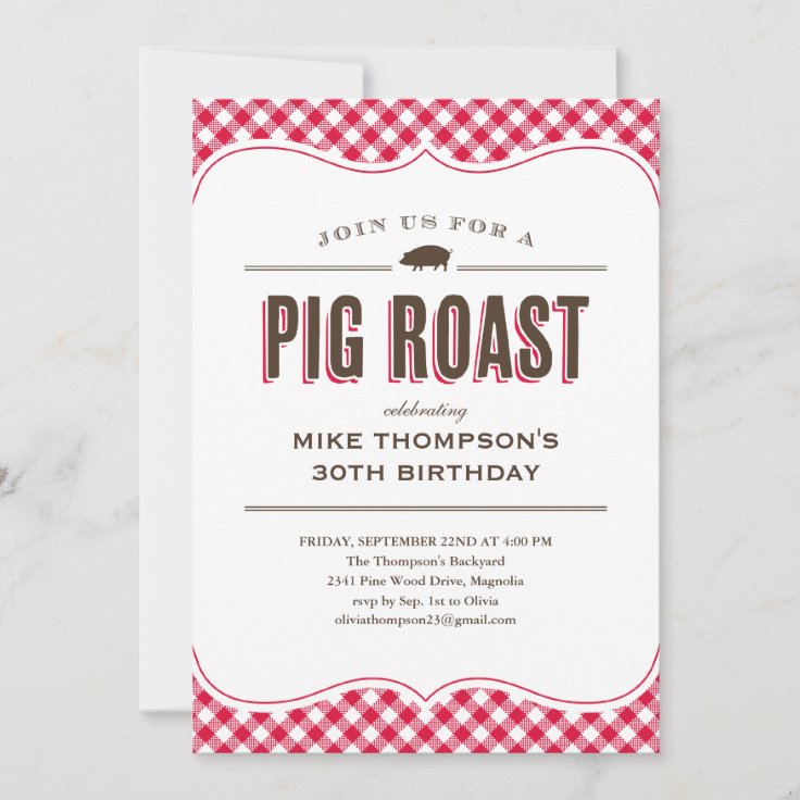 Pig Roast Table Cloth Invitations | Zazzle