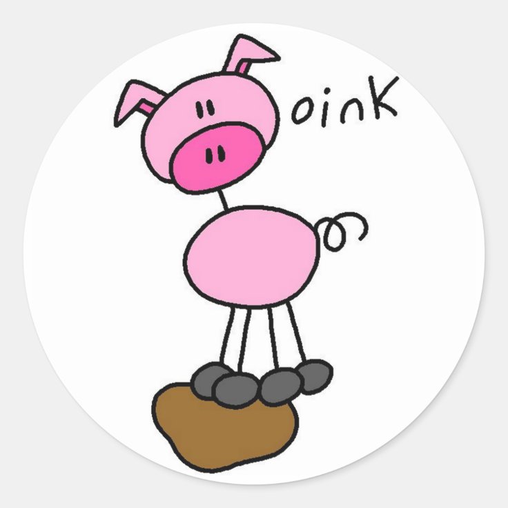 Pig Says Oink T-shirts and Gifts Classic Round Sticker | Zazzle