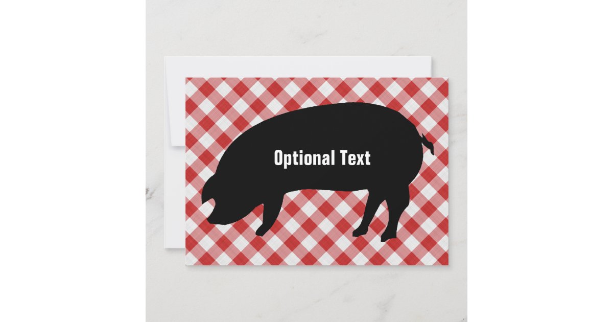 Pig Silo, Red & White Checkered Fabric - Customize Invitation | Zazzle